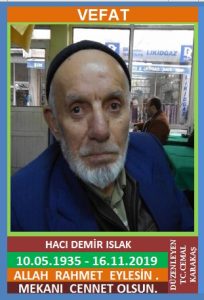 HACI DEMİR ISLAK – Yenice Gazetesi